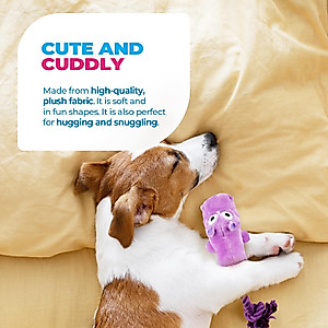 ALL FOR PAWS Ultrasonic Silent Squeaker Dog Toy, Quiet Puppy Toy Comfort Plush Toy Dog Cuddle Toys, Squeakerless Dog Toy with Cute Animal Designs, Ideal for Home and Office