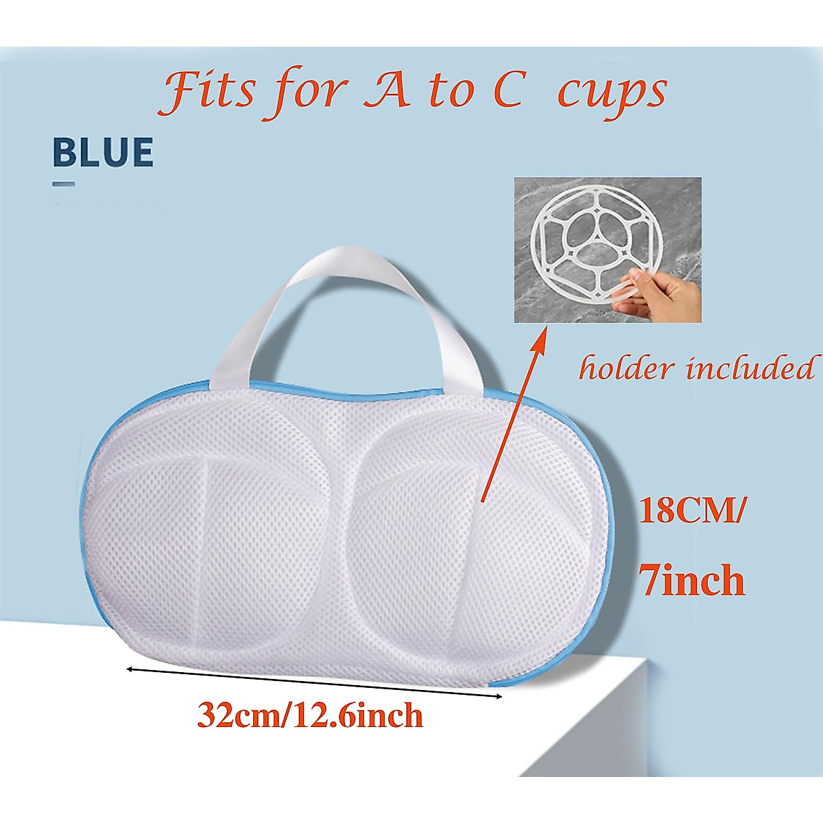 3 Pcs Lingerie Bag Underwear Bra Washing Bags Set for Washing Machine With Zipper Women Delicates，Bra Washing Bags for Laundry -bule(A to C Cups)