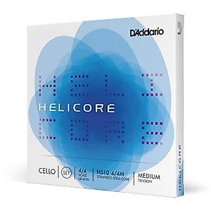 D'Addario H510 Helicore Cello String Set, 4/4 Scale Medium Tension (1 Set)– Stranded Steel Core for Optimum Playability and Clear, Warm Tone – Versatile and Durable – Sealed Pouch Prevents Corrosion