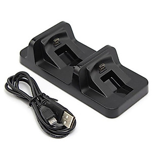 PS4 Controller Charger, Megadream Dual USB Charging Docking Station Stand for Sony Playstation 4 PS4, PS4 Slim, PS4 Pro Dualshock 4 Controller – Black