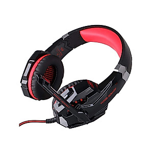 REDFIRE Stereo Gaming Headset for PS4, PC, Xbox One Controller, Noise Cancelling Over Ear Headphones Mic, LED Light, Bass Surround, Soft Memory Earmuffs for Laptop Mac Nintendo Switch Games -Red