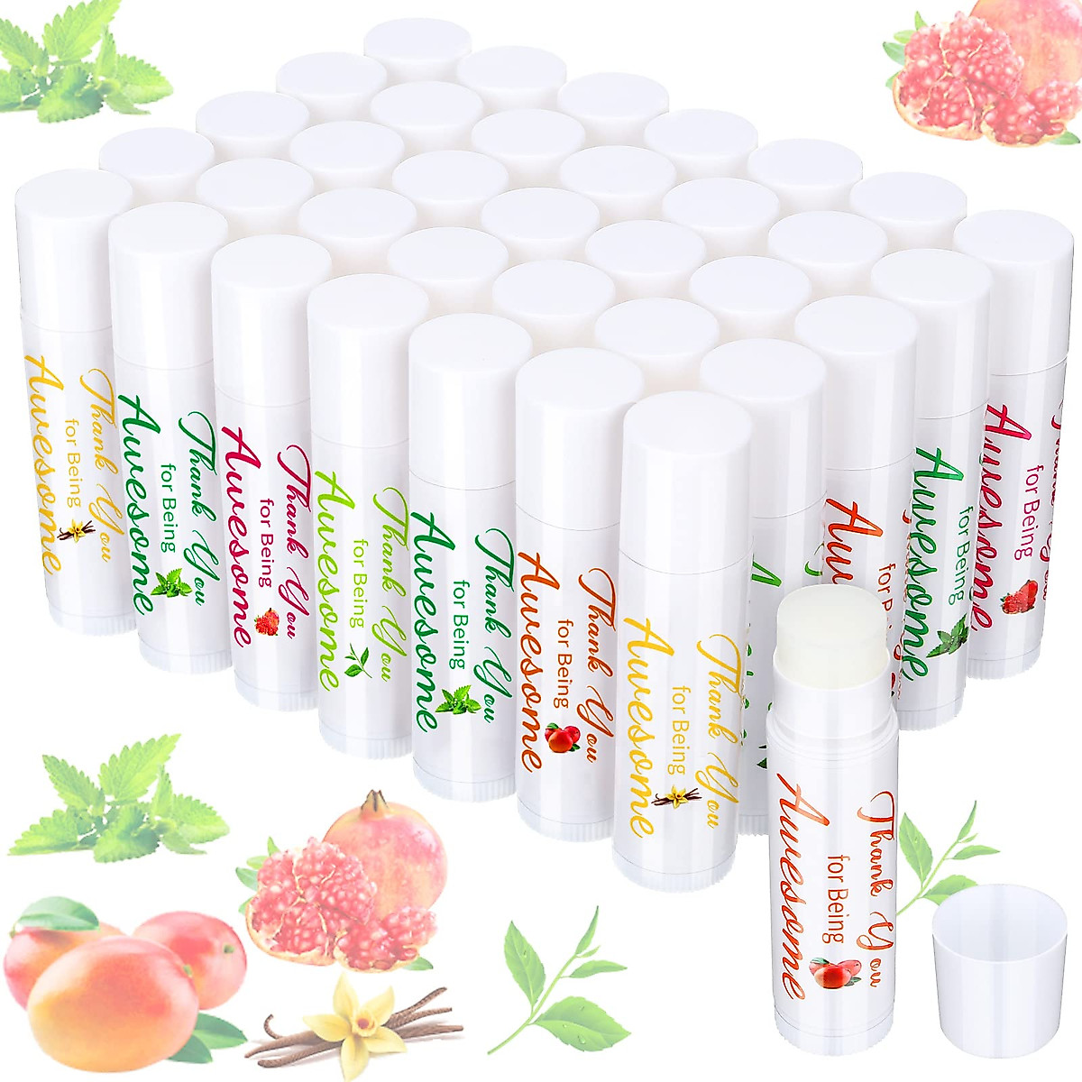 Sinmoe Lip Balm Gifts Thank You for Being Awesome Lip Moisturizer Assorted Flavors Bulk Gifts Beeswax Natural Ingredients Dry Chapped Lip Care Product for Coworkers Women Friend(35 Pack)