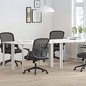 Home Office Chair, Ergonomic Desk Chair Adjustable Height Mesh Mid Back Computer Chair with Flip Up Armrests and Lumbar Support Swivel Task Chair