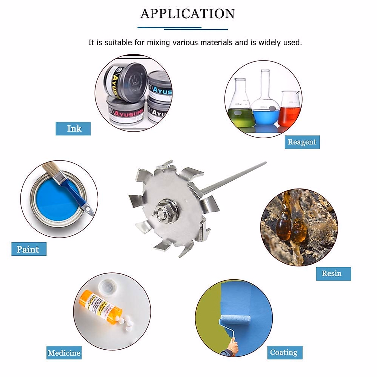 YUCHENGTECH Dispersing Disc Dispersion Impeller Dispersing Machine Blade Paddle Impeller Stainless Steel 5cm Disc with 7X300mm Rod （1.96″disc with 0.27″X11.8″Rod）