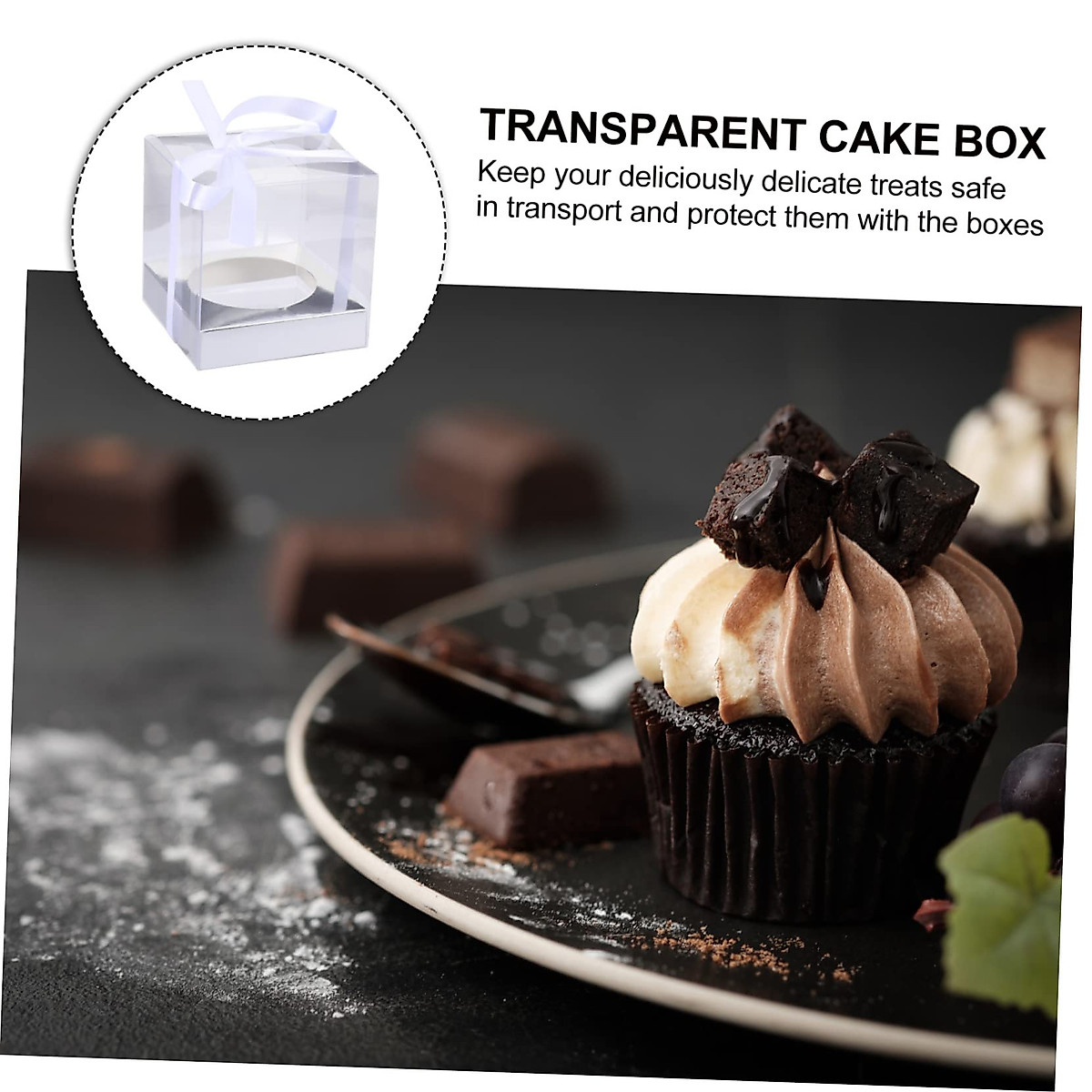 BESTOYARD 24 pcs cake box cupcakes containers clear container with lid candy takeout containers cake carrier holder cake containers with lids mini cupcake baby pvc carrying case Pretty