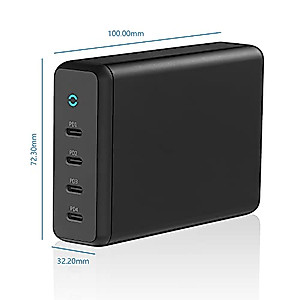 PEPPER JOBS 165W USB-C 4-Port PD GaN Charger USB-C PD Desktop Charger for MacBook Air Charger for MacBook Pro 13/14/15/16 Inch for iPad Pro for iPhone 13 Pro Max/13 Pro/13/13 Mini and All USB C Device