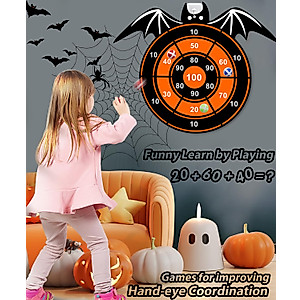 Halloween Party Games Toys for Kids, Large 26" Halloween Bat Dart Board Game Decorations Centerpieces Party Supplies with 12 Sticky Balls for Halloween