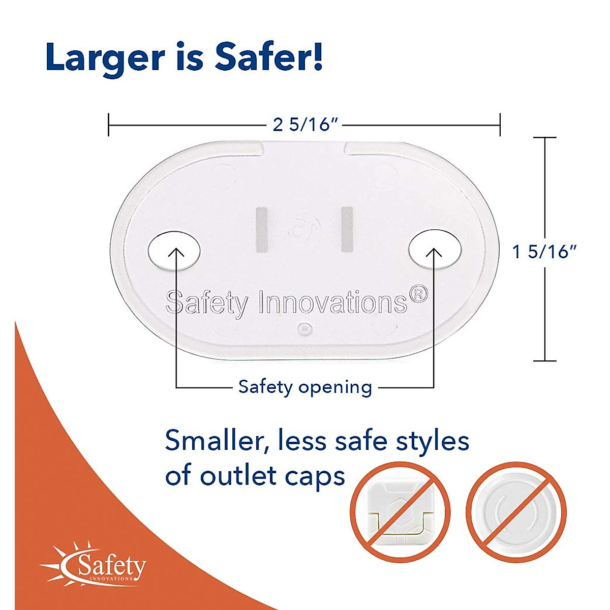 Safety Innovations, Ultimate Outlet Safety Cap, Baby Proofing Outlet Plugs, Child Safety Electrical Outlet Covers, Easy Installation, Protect Toddlers and Babies from Accidental Shock Hazard - 50 Pack