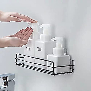 ArdioPlax 2 Pack Bathroom Storage Organizers Shower Caddy, Adhesive Bathroom Shelf with Removable Hooks, No Drilling Strong Wall Mounted Racks for Shower, Kitchen, Toilet and Dorm