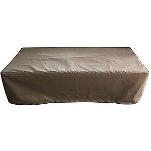 Elementi Granville Fire Pit Bundle Outdoor Firepit Set Includes 60” Natural Gas Concrete Firepit Table, Glass Windscreen, Stainless Steel Cover, Canvas Cover, Floor Mat, Ice Bucket