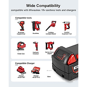 Aoasur 6-Pack 6.0Ah 18V Battery Replacement for Milwaukee M - 18 Battery