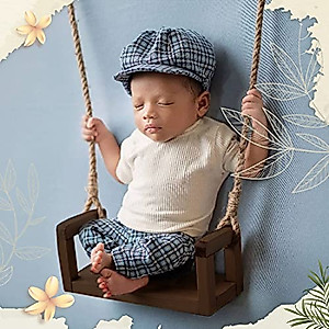 M&G House Newborn Photography Props Swing Prop Wooden Swing Baby Photo Props Wooden Prop Swing Baby Photoshoot Props Newborn Photography Accessory(Brown, 6 Sunflowers)