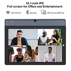 AWOW Windows 10 Tablet 10.1inch with Keyboard, Detachable 2 in 1 Laptop Touch Screen, Intel Celeron N4120, 8GB RAM 128GB ROM, 2.4G+5G WiFi, Bluetooth, HDMI, Dual Camera