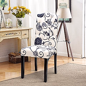 Giantex Parsons Chairs, Set of 2 Uphostered Kitchen Dining Chairs w/Wood Legs, Padded Seat, Linen Fabric, Nails, Tufted Dining Chairs, Ideal for Dining Room, Kitchen, Living Room