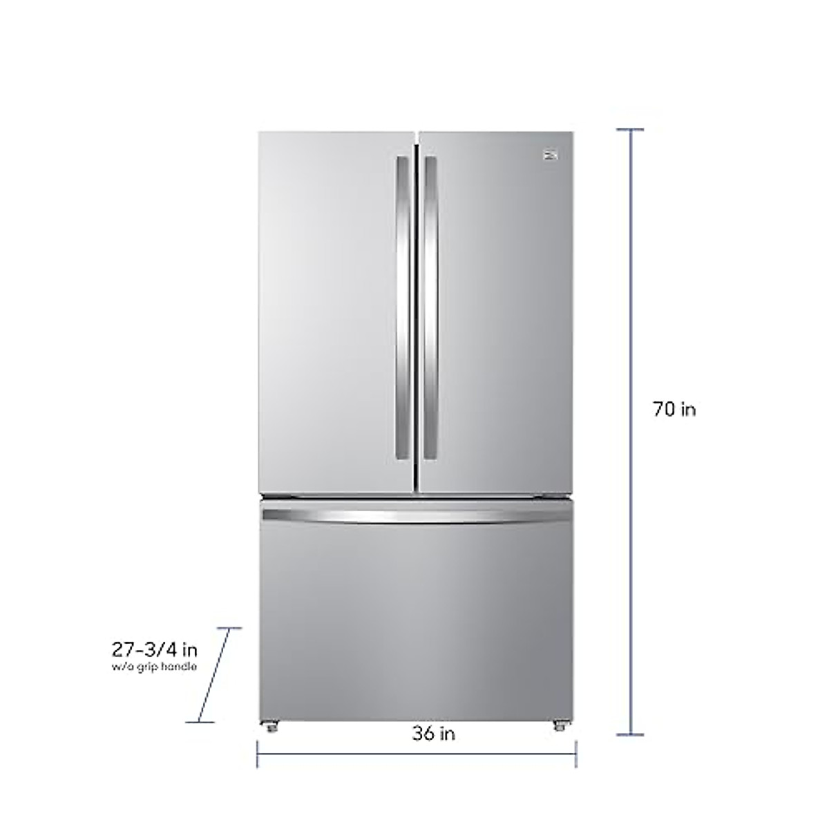 Kenmore 46-75515 Counter-Depth French Door Refrigerator/Freezer with Fingerprint-Resistant Stainless Steel, Ice Maker, Quiet and Energy Efficient Inverter Compressor, 36 Inch