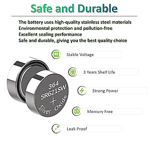 KaPonsec 10 Pack SR621SW 364 363 LR621 164 AG1 1.5V Button Cell Watch Battery