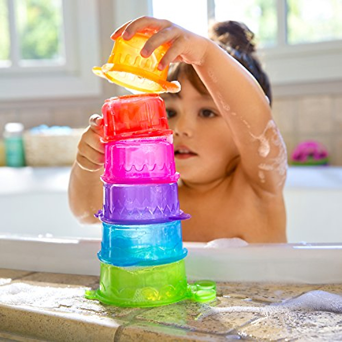 Munchkin® Caterpillar Spillers™ Stacking and Straining Cups Baby and Toddler Bath Toy