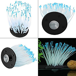 Artificial Sea Anemone Coral Vivid Plant for Aquarium Underwater Ornament Decor Fish Tank Garden Night Light(Blue)