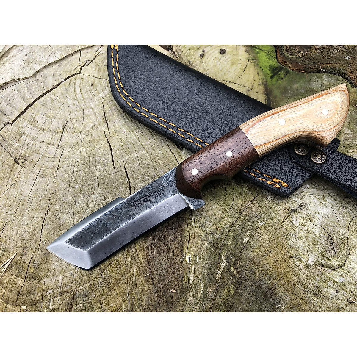 Perkin PK999 Hunting Knife with Sheath Fix Blade Knife Tanto Blade