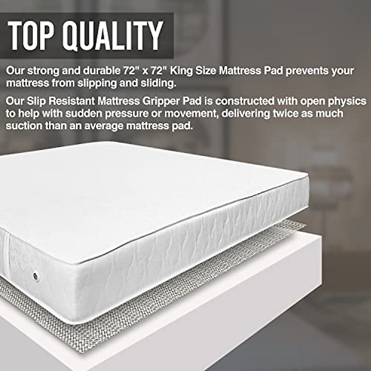 Nevlers King Size 72" x 72" Non Slip Mattress Gripper Helps Keep Mattress Topper from Sliding | Strong & Durable Mattress Slide Stopper |Customizable Non Slip Mattress Pad |Multi-Purpose Mattress Grip