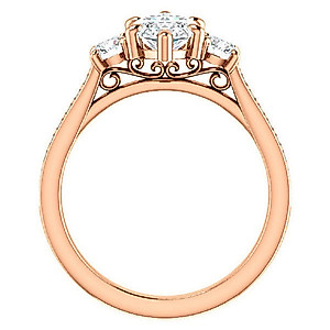 925 Silver, 10K/14K/18K Solid Gold Handmade Engagement Ring, 3 CT Marquise Cut Moissanite Solitaire Ring, Wedding Ring for Women/Her Anniversary Propose Gifts, VVS1 Colorless (925 Silver (Rose Gold Plated))