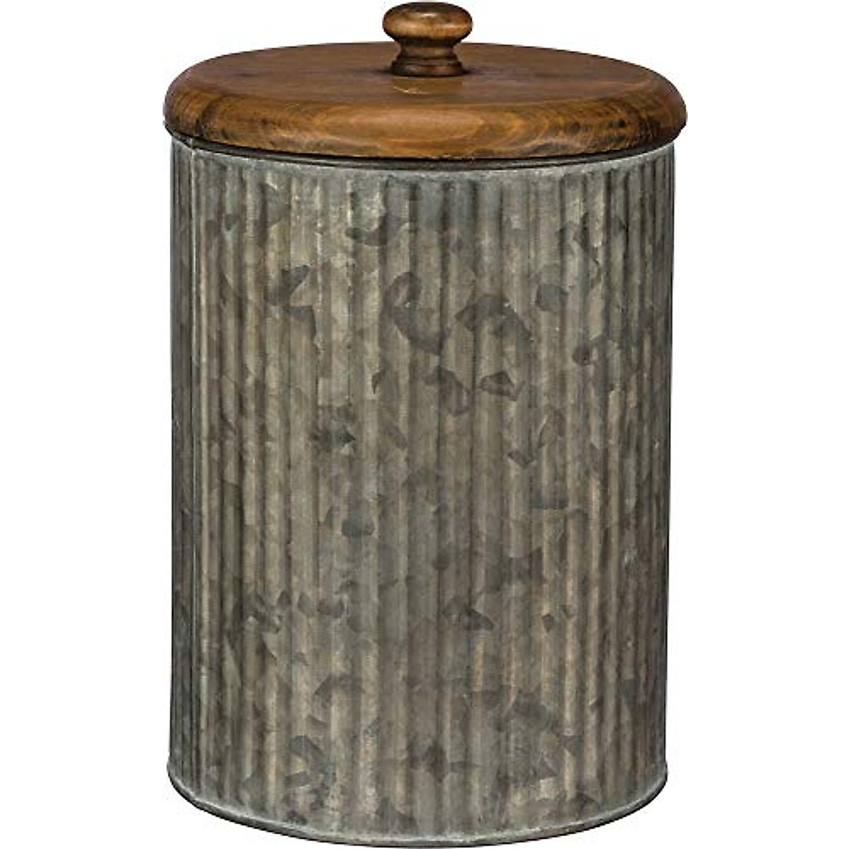 Primitives by Kathy Rustic Style Canisters, Set of 3, Galvanized Metal and Wood