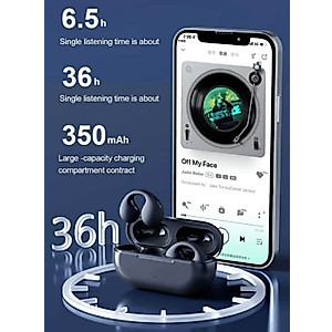 PANGEGE Wireless Ear Clip Bone Conduction Headphones - 2023 New Mini Bone Conduction Headphones, Open Ear Headphones Wireless Bluetooth for Running Sports Earring Earphone (Black)