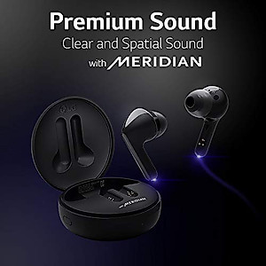 LG TONE Free FN6 - UVnano Kills 99.9% of Bacteria on Speaker Mesh True Wireless Bluetooth Earbuds with Meridian Sound, Dual Microphone, iPhone and Android Compatible, Wireless, Fast Charging, Black