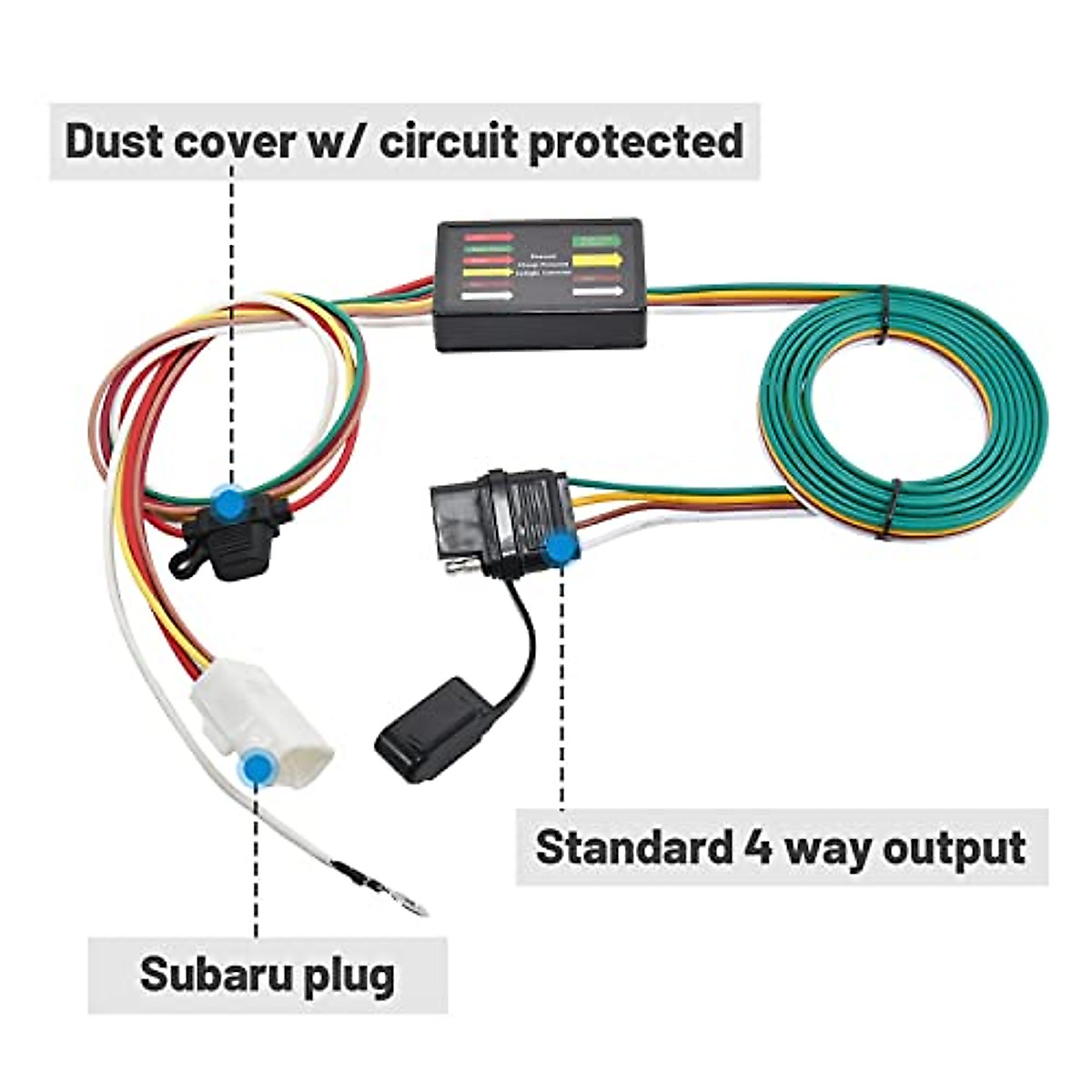 RED WOLF 4 Pin Trailer Wiring Harness Connector for Subaru Forester 2009-2020, Outback 2010-2022, Crosstrek 2013-2015, Ascent 2019-2022 Add 4 Way Towing Wire Cable Extension Plug for Towing