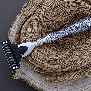 Haryali London 3 Edge Shaving Razor Handmade Silver Antique Design Handle Beard and Mustache Safety Razor For Men Perfect Shave