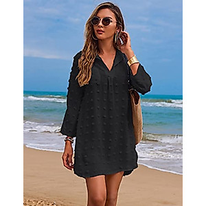 Ekouaer Women Cover Up for Swimwear Loose Beachwear Bikini Bathing Suits V Neck Chiffon Dress,XX-Large