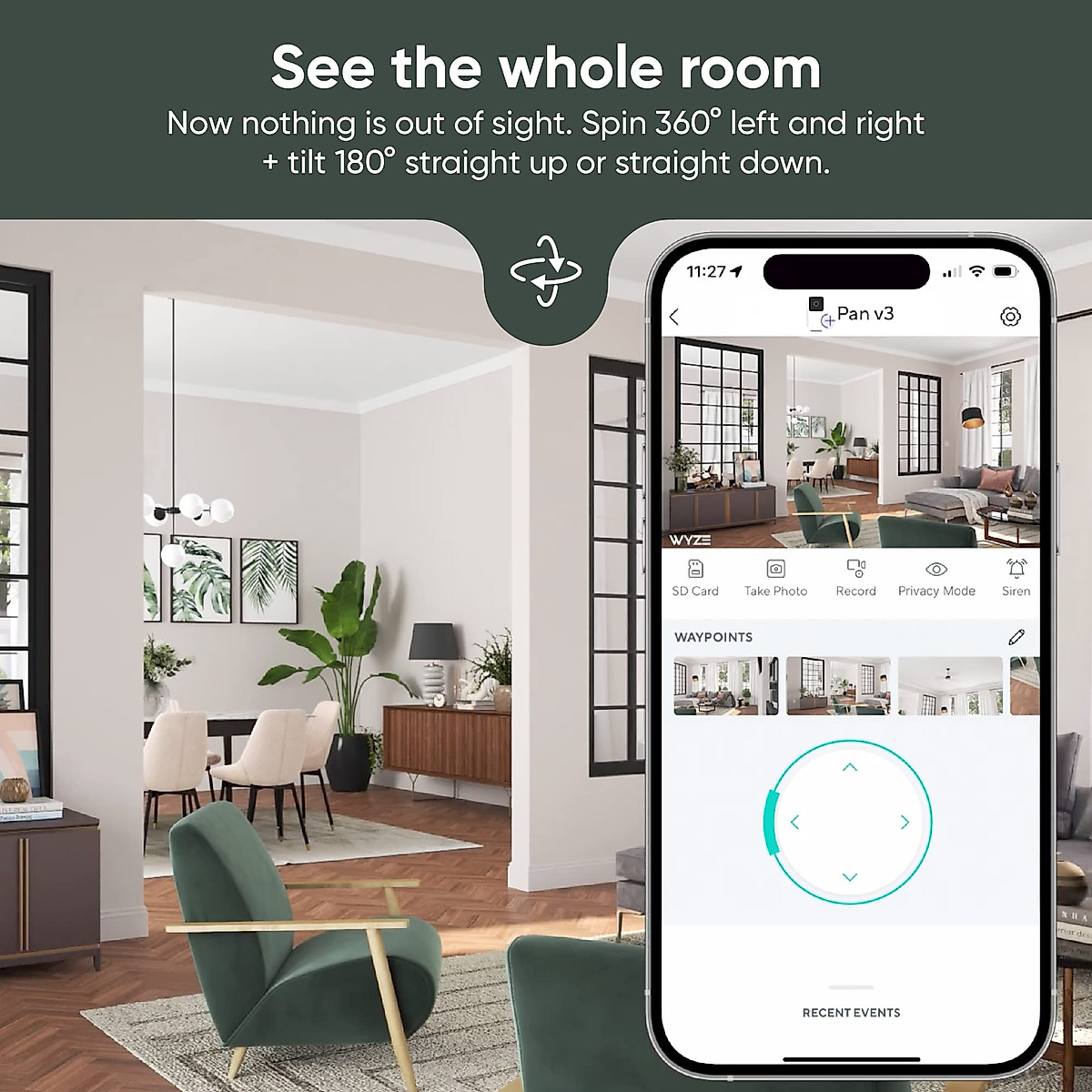 WYZE Cam v3 with Color Night Vision & Cam Pan v3 Indoor/Outdoor IP65-Rated 1080p Pan/Tilt/Zoom Wi-Fi Smart Home Security Camera & Google Assistant & Wireless Video Doorbell Pro (Chime Included)