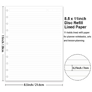 (Pack of 2) Letter Size Discbound Refill Paper, Disc Paper Refill for TUL Custom Note-Taking System Discbound Planner Inserts, 200 Sheets/400 Pages, White Discbound Paper, Arc Paper Refill 8.5 x 11