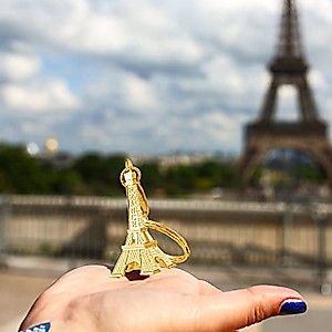 Inbagi 120 Pcs Eiffel Tower Keychain Retro French Souvenirs Paris Eiffel Tower Keyring for Home Jewelry Table Decor Gifts (Gold)