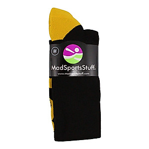MadSportsStuff Gold Ribbon Childhood Cancer Awareness OTC Socks (Black/Gold, Medium)