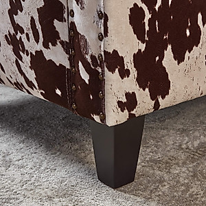 Christopher Knight Home Elysabeth Studded Velvet Club Chair, Milk Cow / Dark Brown 32.75D x 29.25W x 37.5H in