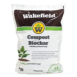 Wakefield Compost + Biochar with Mycorrhizal Fungi – Premium Aged Organic Compost with Mycorrhizal Fungi, Blended with 100% Biochar – 1 cu/ft