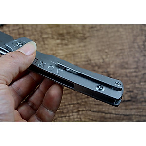 TWO SUN TS471 Folding Knife 14C28N Blade G10 Titanium Handle Hunting Outdoor Ceramic Ball Bearing, green