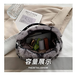 2022 New Leopard Print Plush Shoulder Cross-body Bag Fashion Chain One-shoulder Armpit Tote Y2K Purse Hobo Bag (Beige)