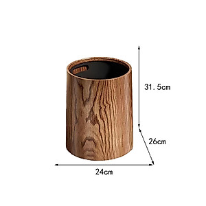 Generic Wood Grain Trash Can Durable Modern Waste Bin for Powder Room Office Laundry (15L)