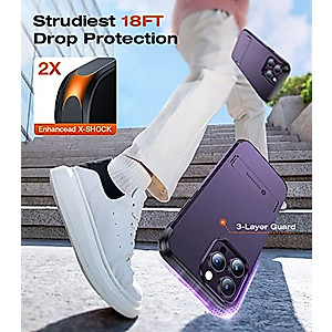 VICMARS Strongest Magnetic for iPhone 14 Pro Max Case with Stand, [Fits Magsafe] [18FT Ultra Shockproof] Dual-Layer iPhone 14 Pro Max Phone Case Men Women, 2X Mil-Grade, Invisible Kickstand (Purple)