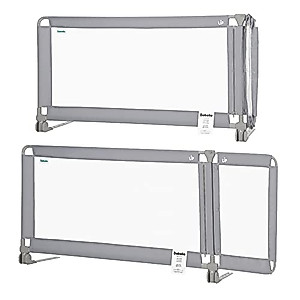 Babelio Toddler Bed Rails, Guardian 39"-51" Extendable Guard for Toddlers, Kids & Elderly Adults, 22.5" Tall Baby Side Rails Crib Twin /Queen /Full /King Size, CPSIA Certified (Gray)