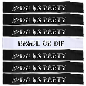 Panitay 7 Pcs Hen Party Sash Bride or Die Bachelorette Party Decorations 1 White Bride or Die Sash 6 Black Till Death Do Us Party Sash for Bridal Shower Wedding Hen Engagement