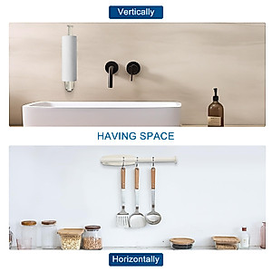 Baokcotei 2023 Paper Towel Holders Wall Mount Under Cabinet Self Adhesive Drilling Paper Towel Rolls SUS304 Vertically Horizontally for Kitchen Bathroom Door Rustproof Rack(White)