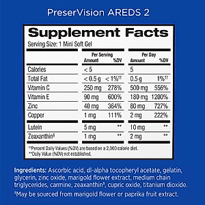 PreserVision AREDS 2 Eye Vitamin & Mineral Supplement, Contains Lutein, Vitamin C, Zeaxanthin, Zinc, Copper & Vitamin E, 60 Chewable (Packaging May Vary)