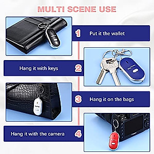 4 Pieces Key Finder KeyTag LED Light Remote Sound Control Lost Key Finder with 4 Pieces Keychains Key Locator Device Phone Keychain for Child Elderly Pet Luggage, 2.24 x 1.18 x 0.59 Inch