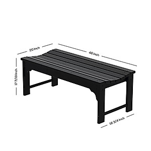 WO Home Furniture 48" Modern Backless Bench, HDPE Plastic, Turquoise