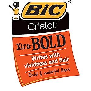 Bic Cristal Xtra Bold Stick Ballpoint Pens Combo Set: Set Includes 72 Pens ( Assorted Fashion Colors: Black, Blue, Green, Red, Purple, Light Blue, Lime Green)