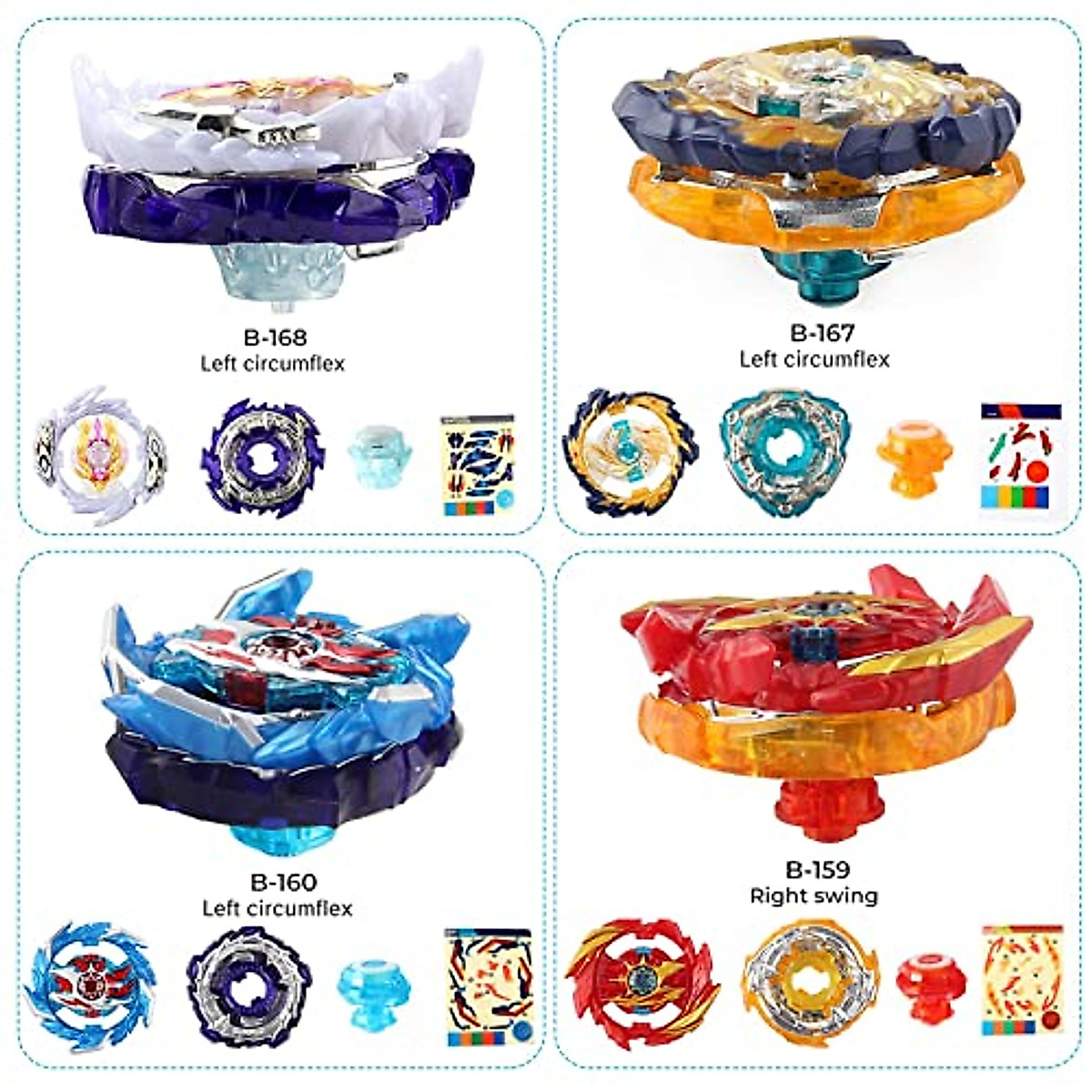 JIMI Bey Battling Top Stadium Blade Battle Set, 12 Burst Spinning Tops 3 Launchers Grip 1 Arena Combat Game, Toy Gift for Kids Boys Ages 6+