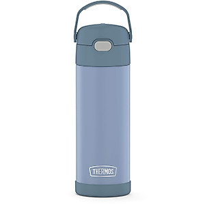 THERMOS FUNTAINER 16 Ounce Stainless Steel Vacuum Insulated Bottle with Wide Spout Lid, Denim Blue